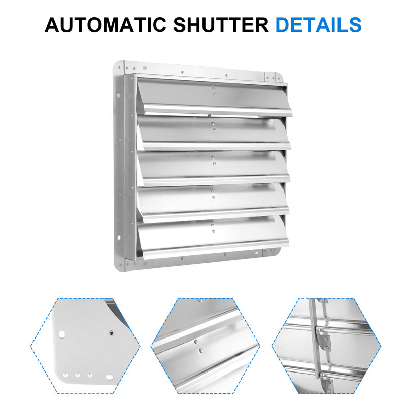 FOJOHSEN Square Aluminum Automatic Gravity Shutter Louver Static Roof Vent In Silver | Wayfair